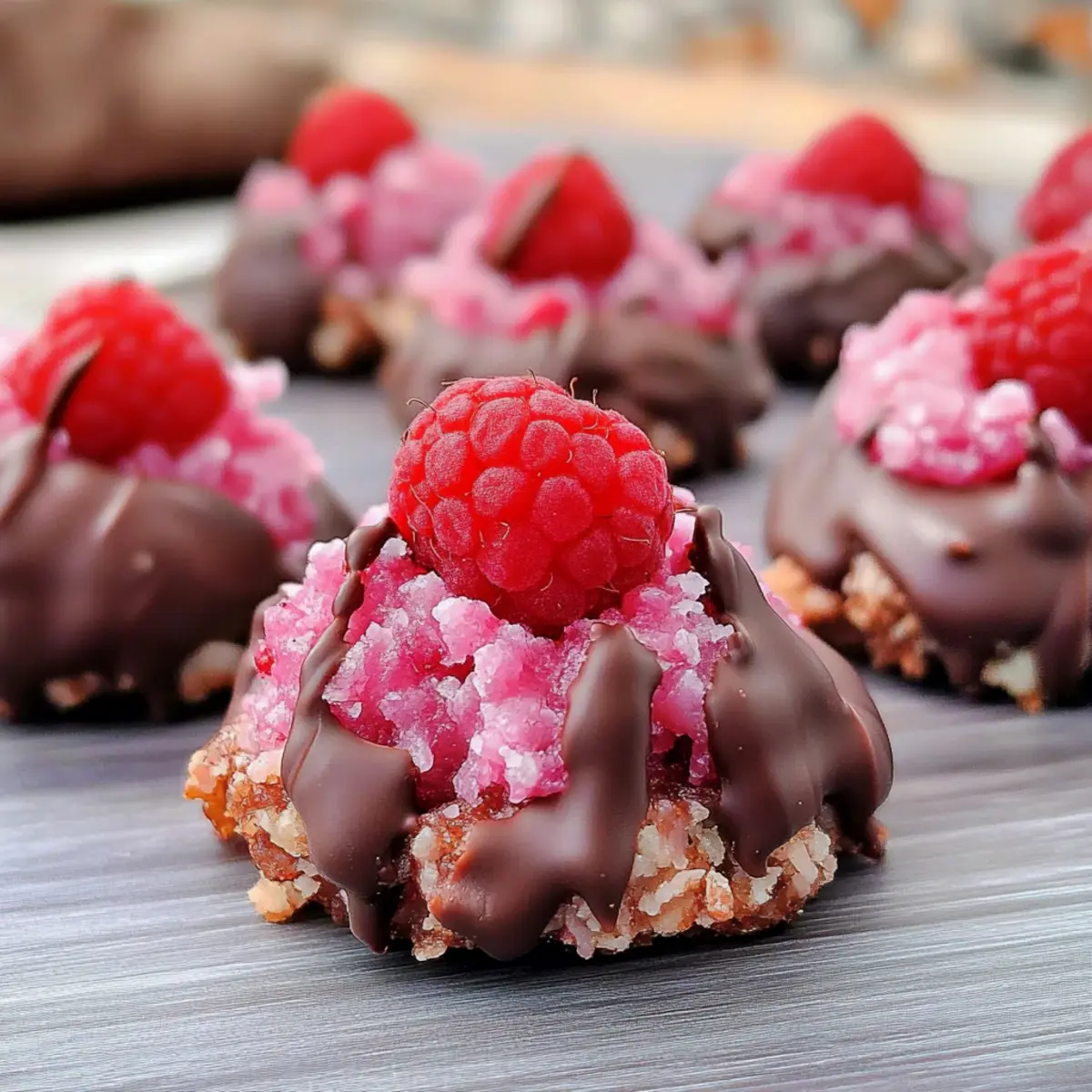 Irresistible Chocolate Covered Raspberry Coconut Macaroons